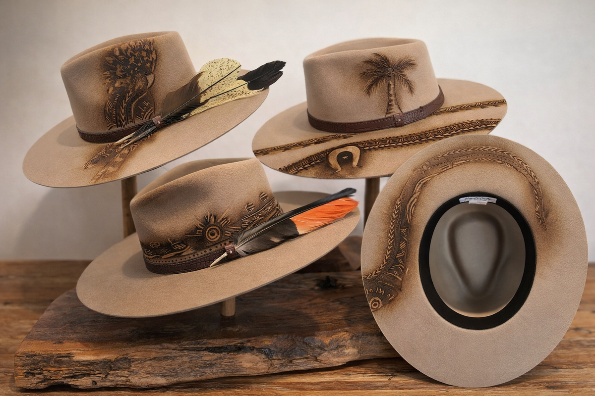 Hats on Country | Authentic Hand-Burnt Aboriginal Art Headwear